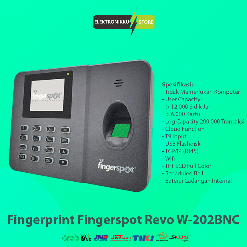 Jual Mesin Absensi Fingerprint Fingerspot Revo W-202BNC Sidik Jari ...