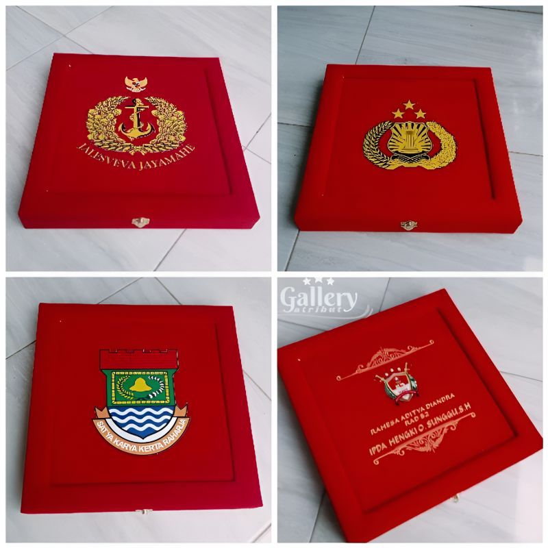 Jual box kotak pangkat polisi souvernir hamper pul bludru ukuran 35x35 ...