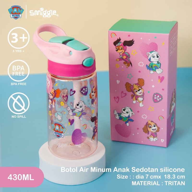 Jual SMIGGLE junior Botol Air Minum Anak Sedotan silicone 430ml dan 750ml BPAFREE/botol smiggle ...