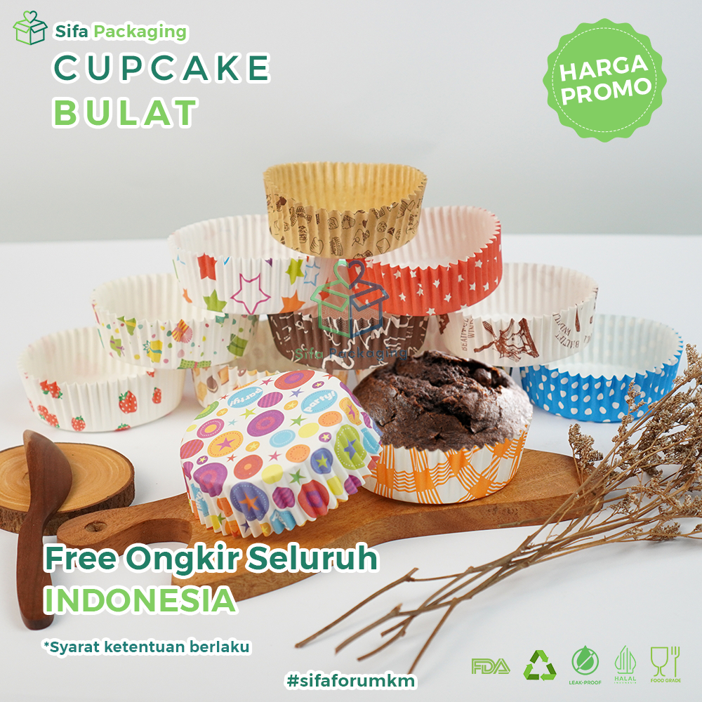 Jual Cupcake Bulat Case Roti Cup cake Kertas Alas Donut Kue Anti ...