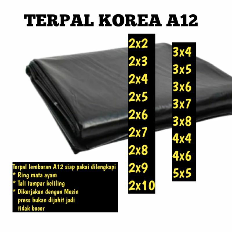 Jual TERPAL PLASTIK KOREA A12 HITAM HITAM TEBAL TAHAN LAMA | Shopee ...