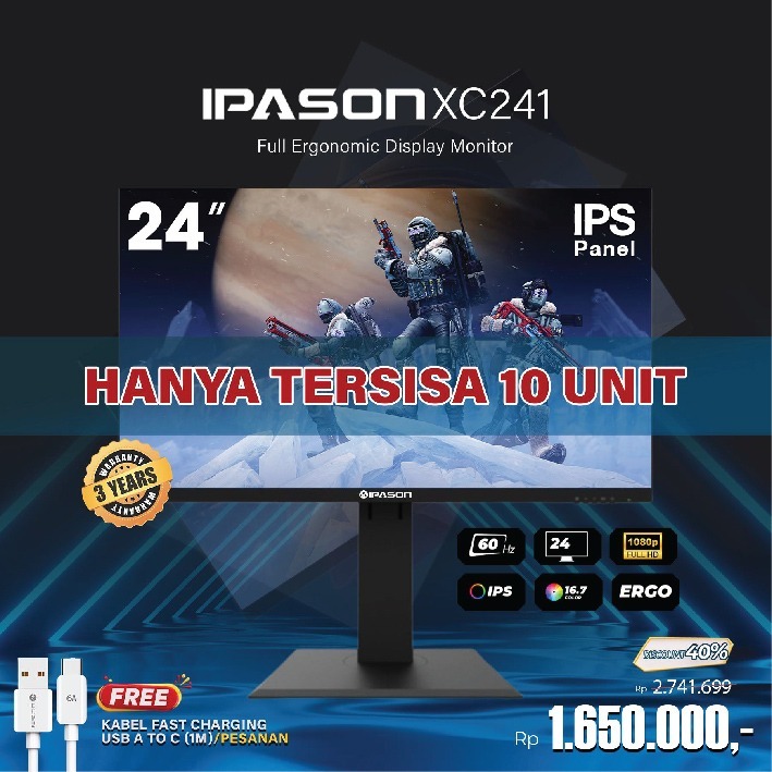 Jual IPASON Monitor XC241 23.8-inch IPS rotary lifting FHD display 1920 * 1080 | Shopee Indonesia