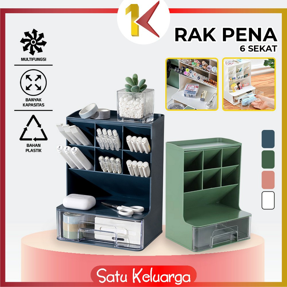 Jual SK-C951 Rak Pena 6 Sekat dengan Laci Transparan Serbaguna / Rak ...
