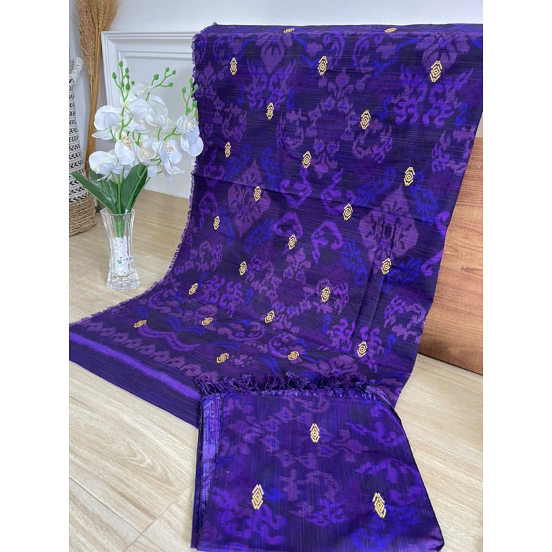 Jual kamen endek katun print tretes emas+slendang | Shopee Indonesia