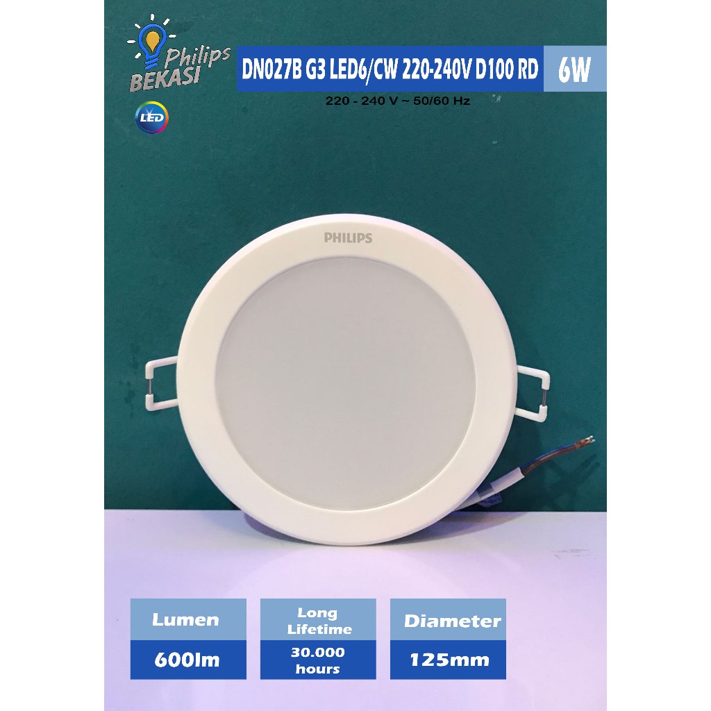 Jual Lampu Downlight Philips DN027B G3 LED6 6W 220-240V D100 RD | Shopee Indonesia