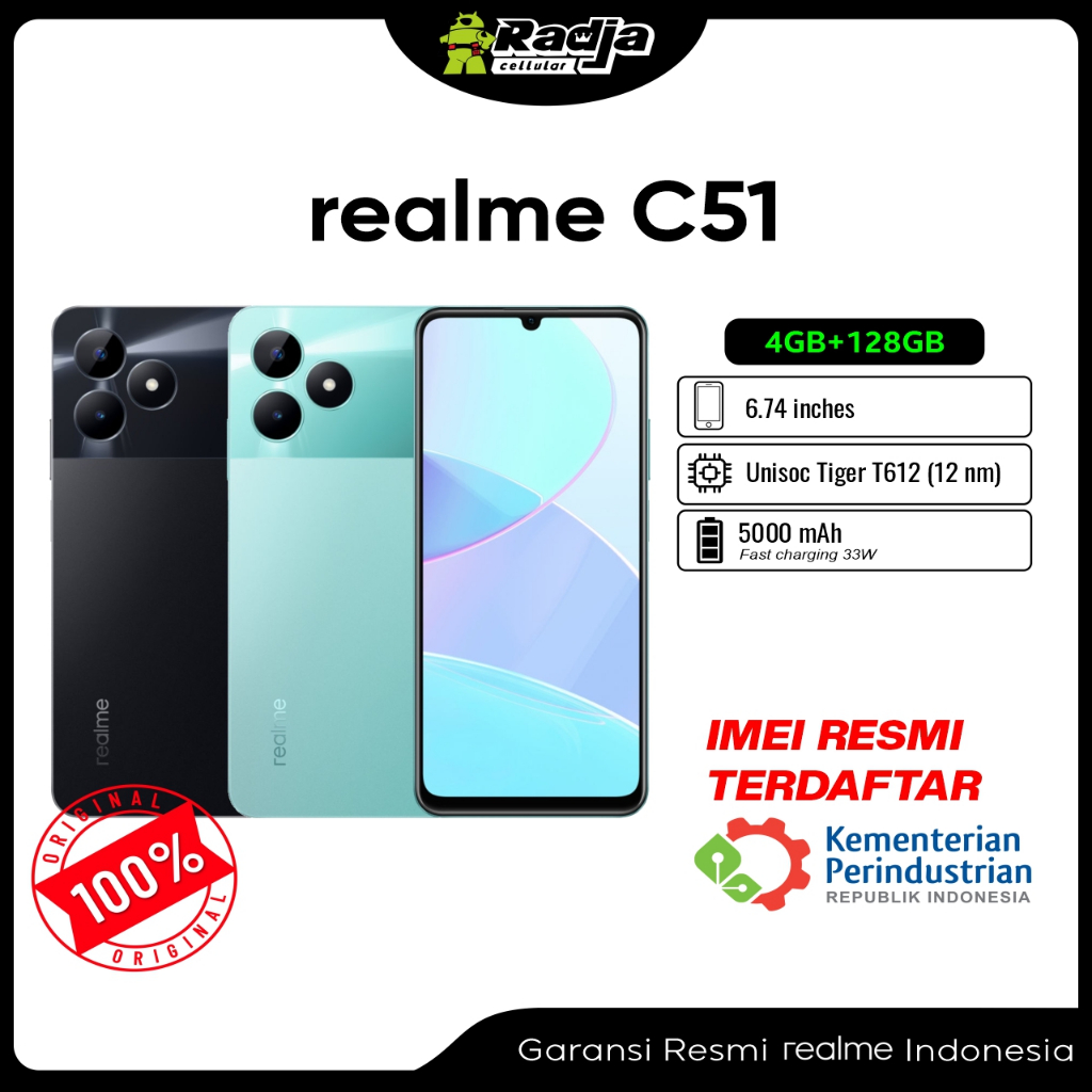 Jual REALME C51 4/64 GB & 4/128 GB Smartphone Android Original Garansi Resmi | Shopee Indonesia