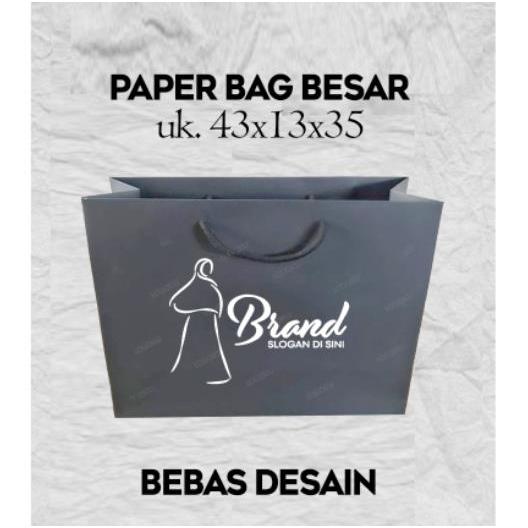 Jual Paper Bag Polos Bebas Desain Uk. 43x13x35 CM / Paperbag Hitam ...