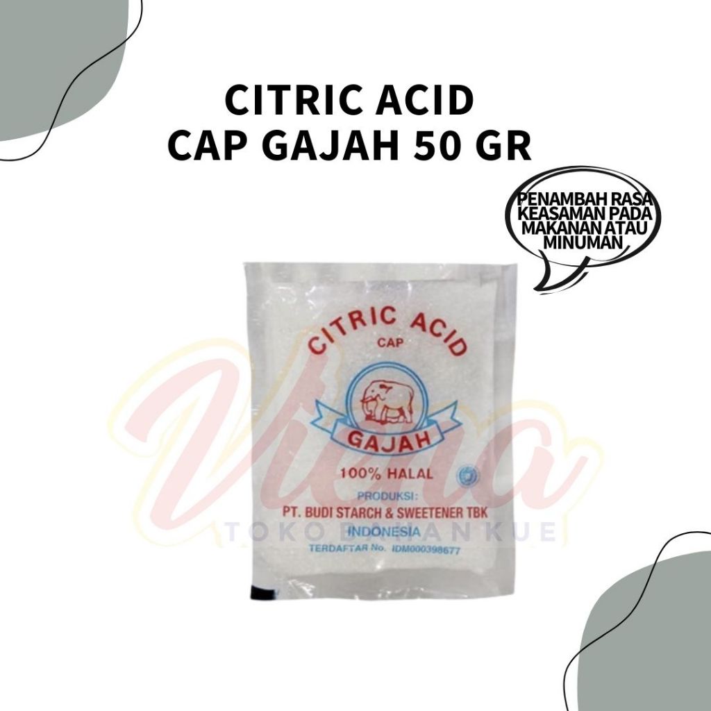 Jual Citric Acid cap Gajah 50gr / Citrun / Asam Sitrat / Penambah ...
