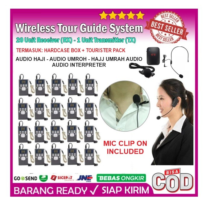 Jual Wireless Tour Guide System - Translator System - 1 Transmitter & 20 RX | Shopee Indonesia