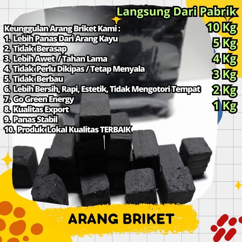 Jual Arang Briket Arang Batok Kelapa Arang Murni Batok Kelapa Briket ...