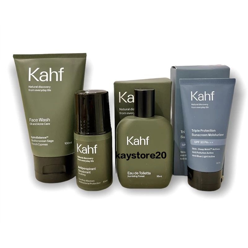 Jual KAHF PAKET PERSONAL CARE PRIA 4IN 1- Face wash- Sunscreen - deodorant- parfum | Shopee ...