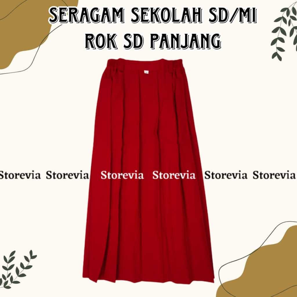 Jual Rok Panjang Sekolah SD Perempuan Seragam Sekolah SD MI Rok Panjang Rempel Lipit Merah ...