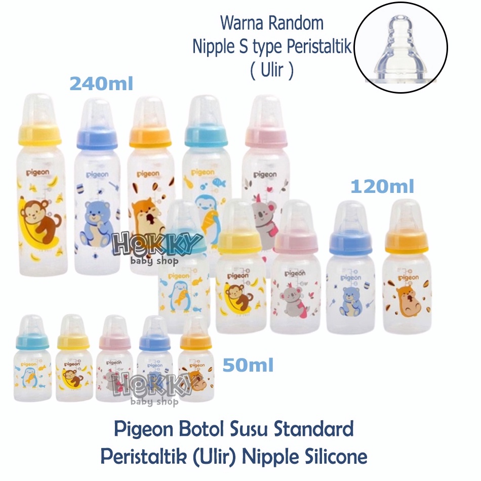 Jual Produk terbaru2i2Hw Botol Susu Pigeon Standard Peristaltic Nipple Ukuran 50ml, 120ml, 240ml ...