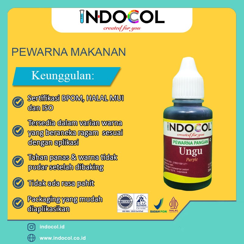 Jual INDOCOL PEWARNA CAIR UNGU (30 ml) | Shopee Indonesia