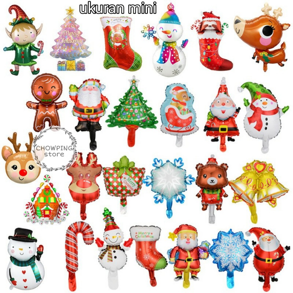 Jual Balon Foil Natal / Foil Merry Christmas Salju Santa Pohon Permen ...