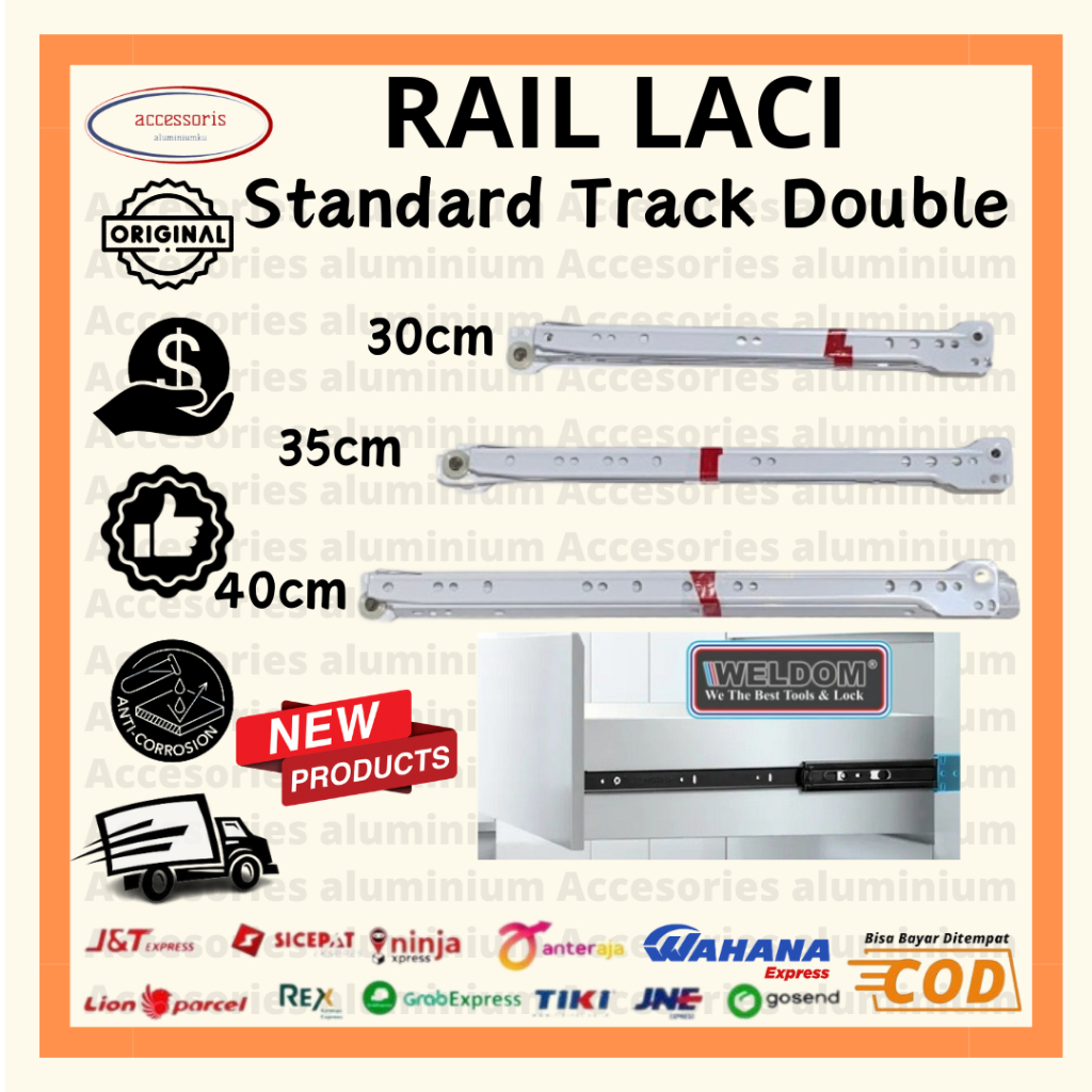 Jual Rail Laci Standart Track Double Rel Laci Set 30cm/ 35cm/ 40cm ...