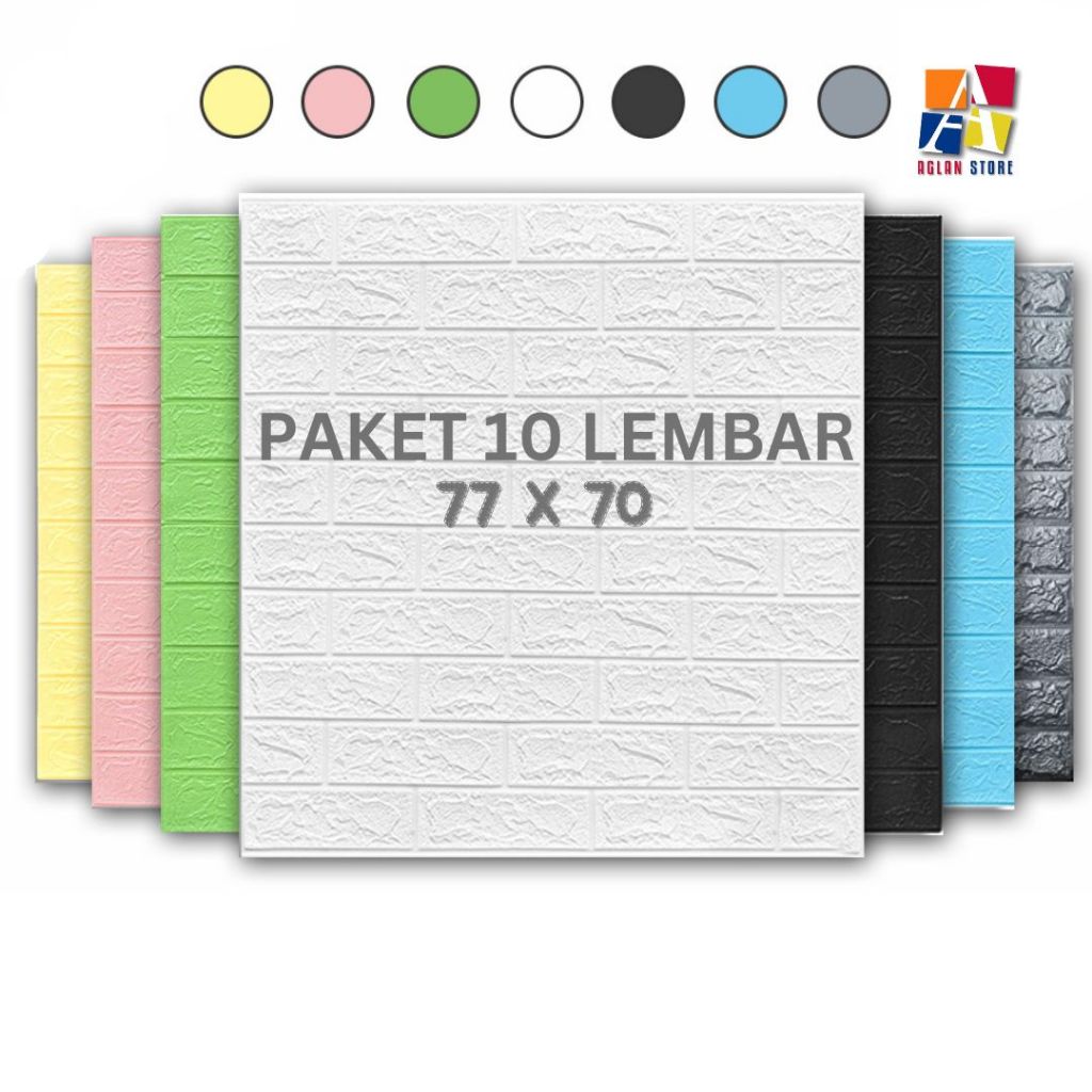 Jual ISI 10 PCS- WALLPAPER DINDING BATU BATA PUTIH 77X70 ANTI AIR ...