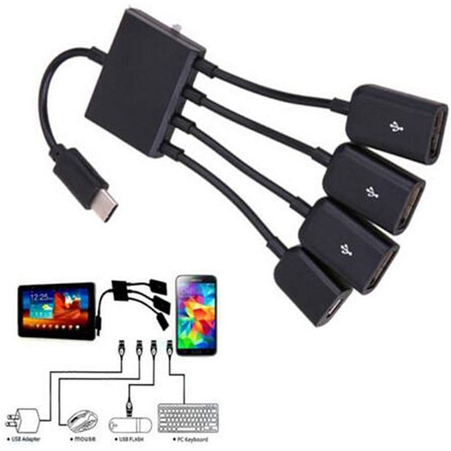 Jual Kabel Adapter Converter Type C OTG USB Hub 4 in 1 Micro USB Multifungsi | Shopee Indonesia