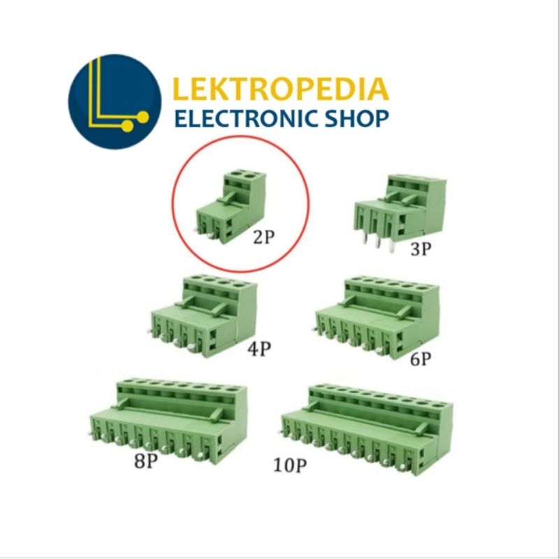 Jual Terminal Block 5.08 2p 2pin Lurus Tekuk 2EDGR 2EDG Green Plugable ...