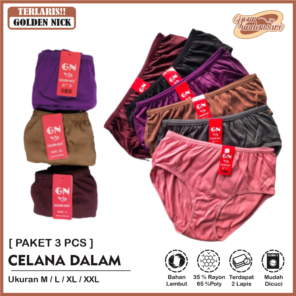 Jual ( 3 PCS ) CD Wanita Golden Nick / Celana Dalam Wanita Goldern Nick ...