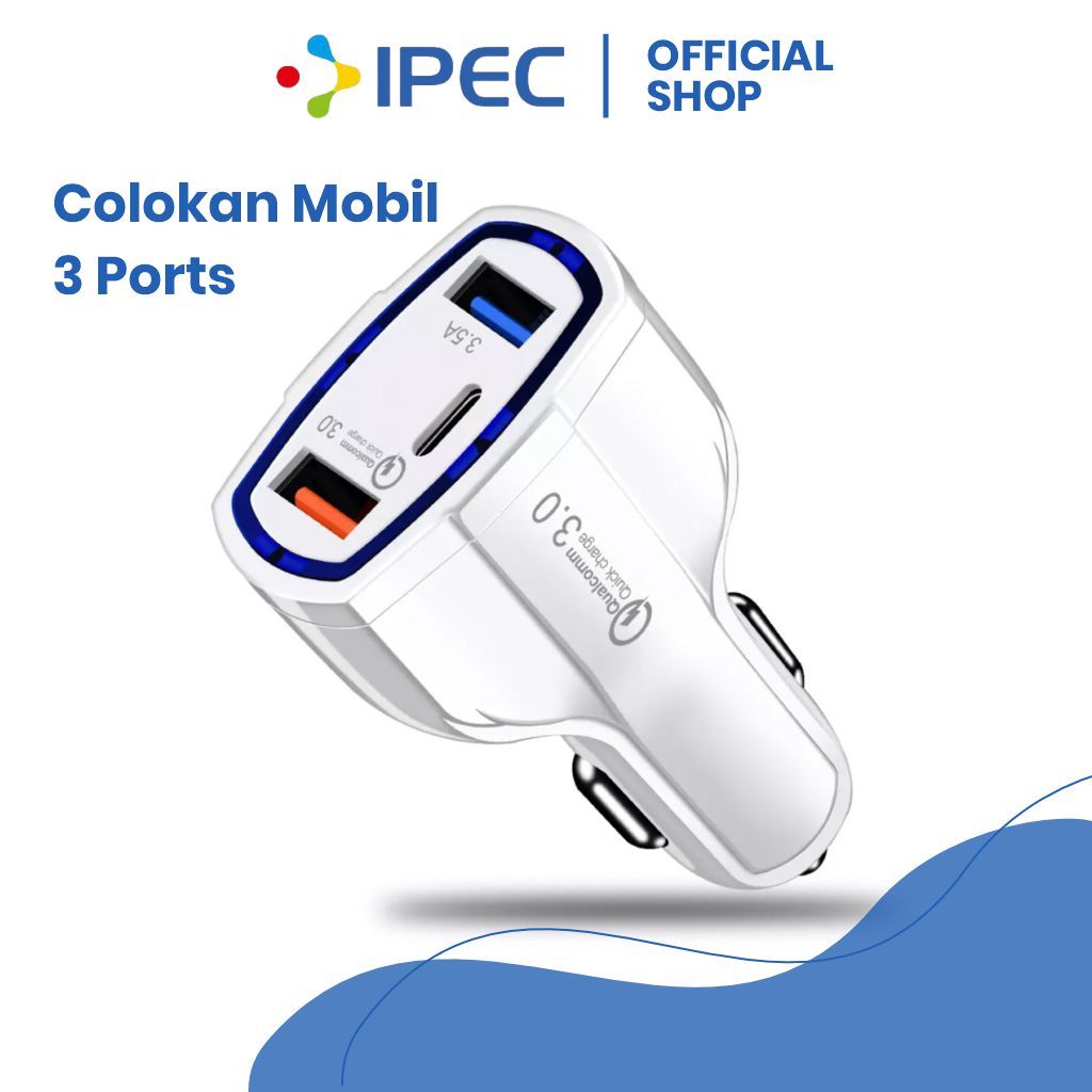 Jual Car Charger Colokan Mobil 3 Port USB QC 3.0 TYPE C Output Saver ...