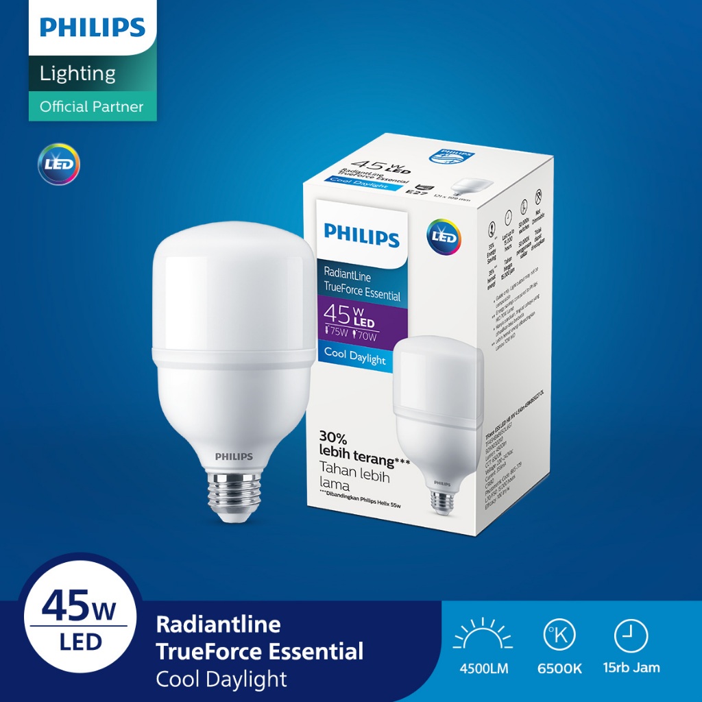 Jual Philips Lampu Bohlam Radiantline TForce True Force Essential 45W ...