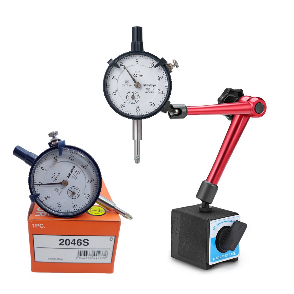 Jual Paket Dial Indicator Mitutoyo 2046S + Magnetic Base Flexible Besar ...