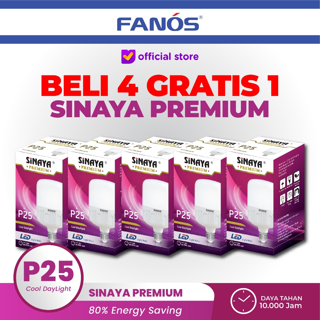 Jual Sinaya Premium 25W [Beli 4 Gratis 1] Lampu LED Bohlam Cahaya Putih | Shopee Indonesia