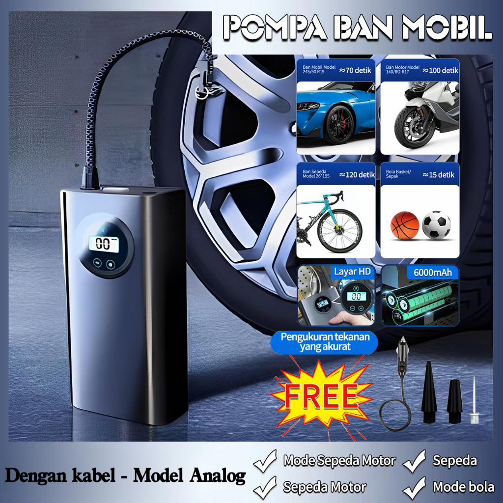 Jual Mini Car Air Infatable Pump Portable 108W/Pompa Angin Ban Mobil ...