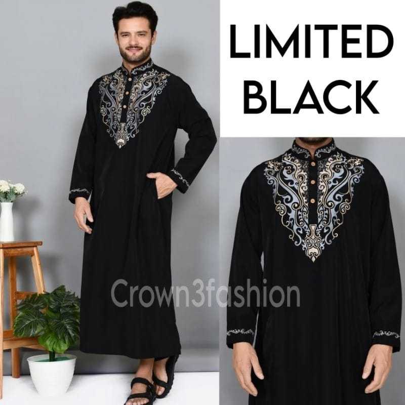 Jual Jubah Gamis Pria Jubah Slimfit Bordir dada jubba alfaan gamis pria ...
