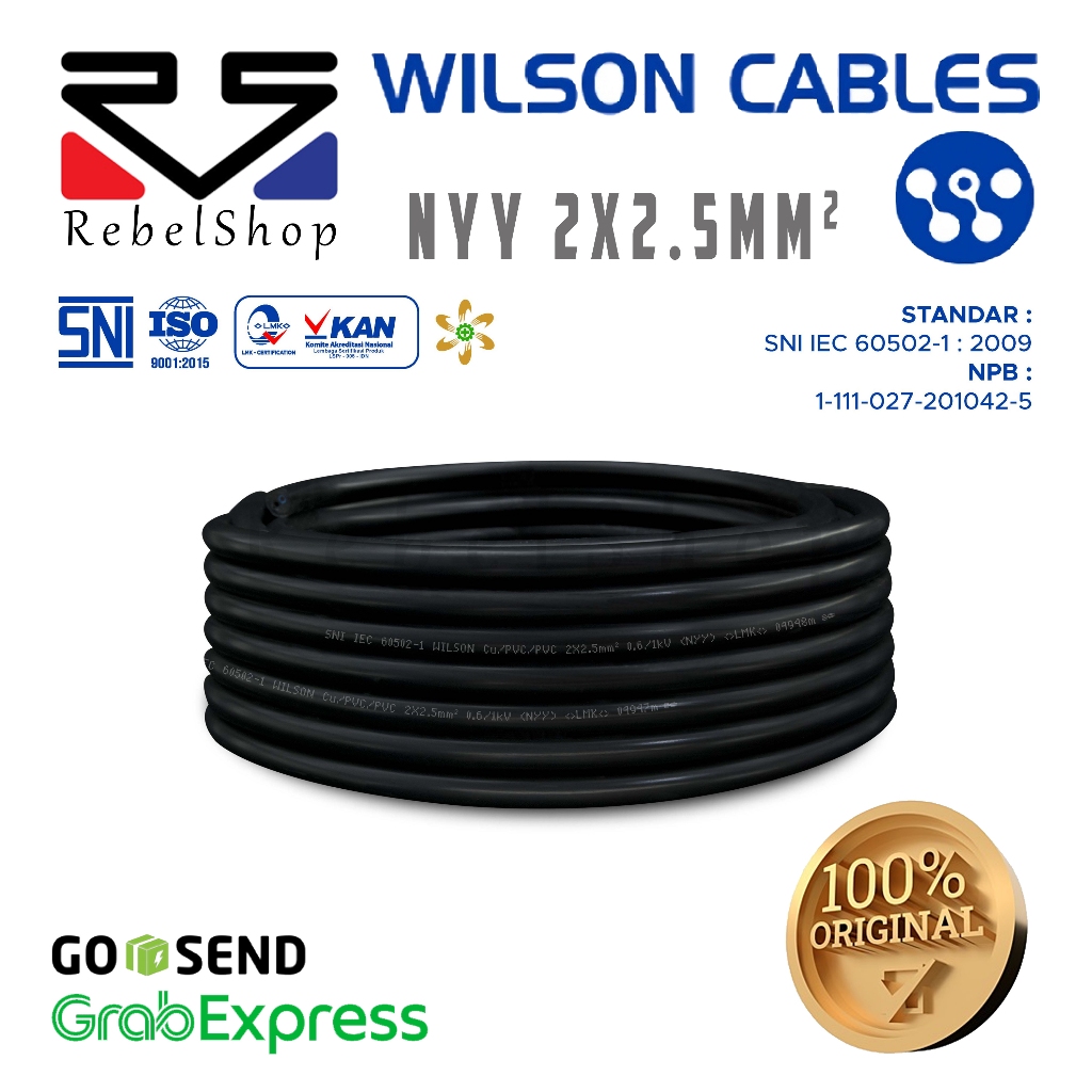 Jual Wilson Cables NYY Roll 2x2.5 mm2 Kabel Tembaga Kawat - 50 Meter ...