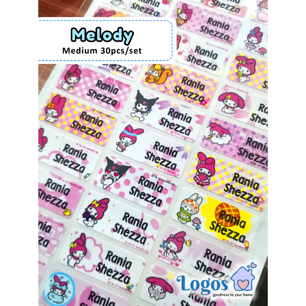 Jual My Melody Sticker MEDIUM Name Label Kuromi Stiker karakter Sanrio ...