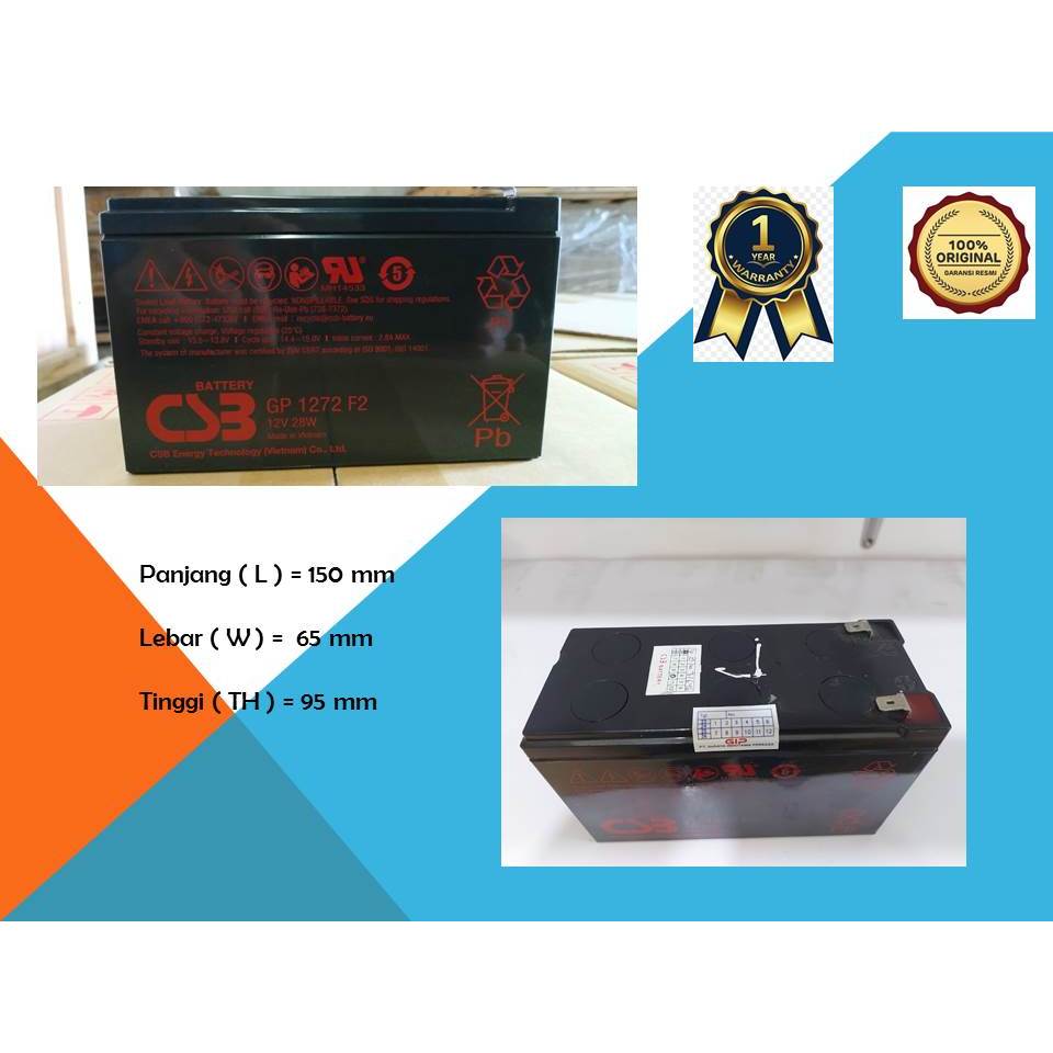 Jual Battery Baterai Aki UPS CSB 12V28W / 12V7.2Ah | Shopee Indonesia