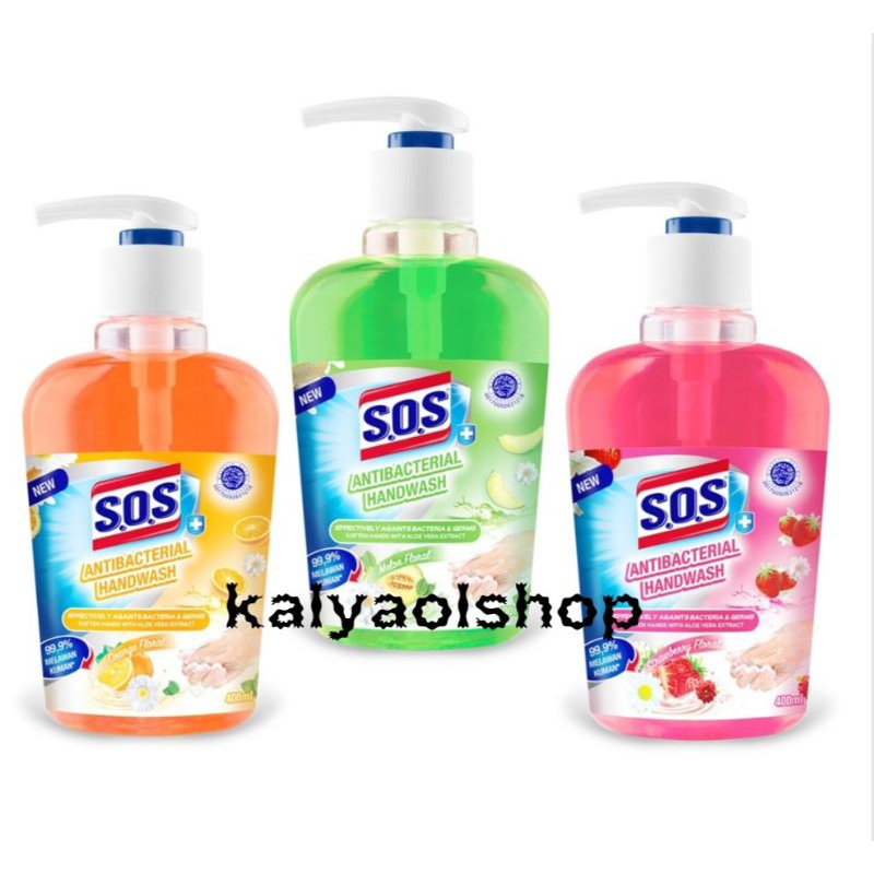 Jual SOS Hand Soap Antibakterial Botol 400 ml | Shopee Indonesia