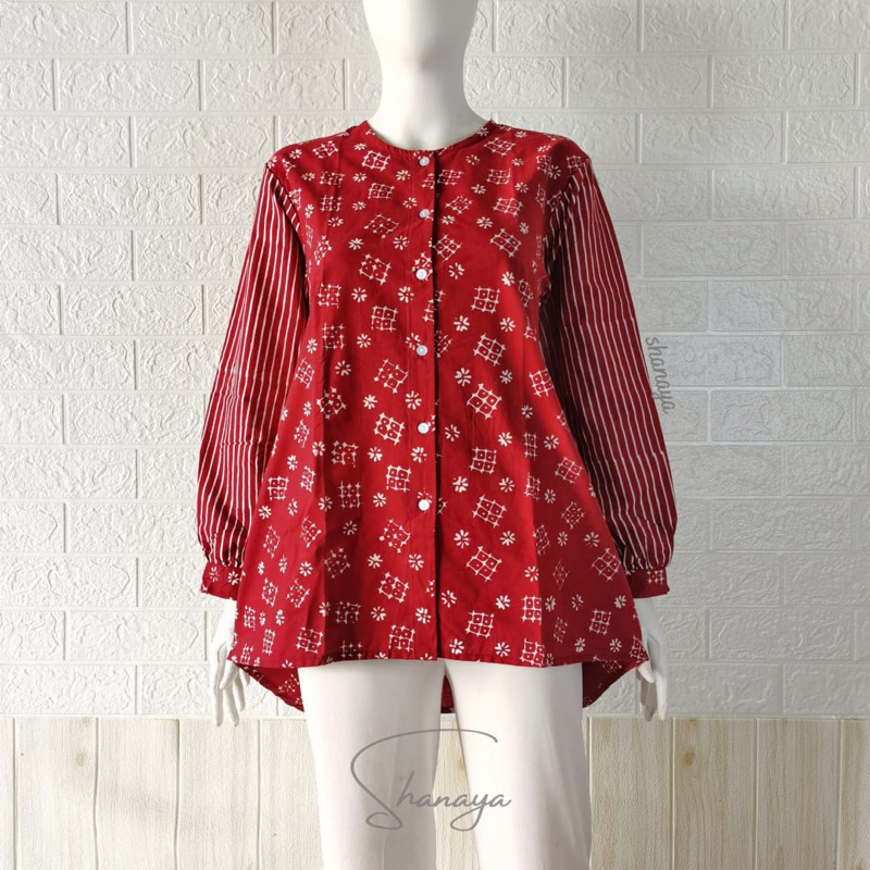 Jual Shanaya Baju Batik Wanita Blus Rukaya Batik Full Kancing lengan ...