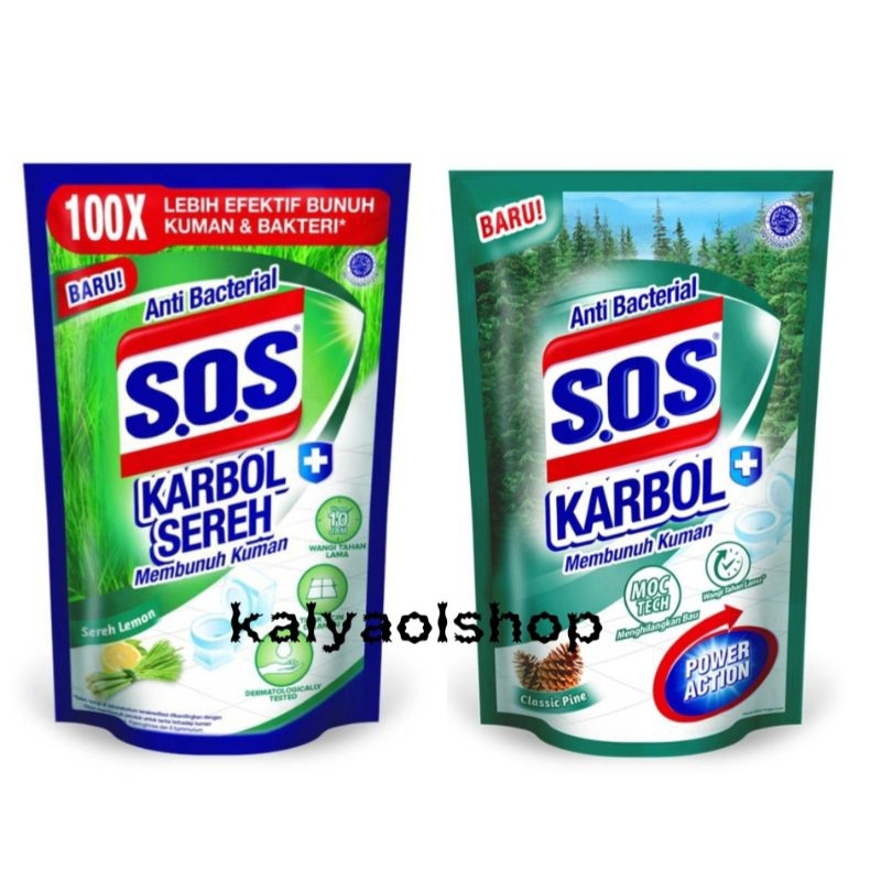 Jual SOS Karbol Wangi Antibakterial Classic Pine & sereh lemon 700 ml ...