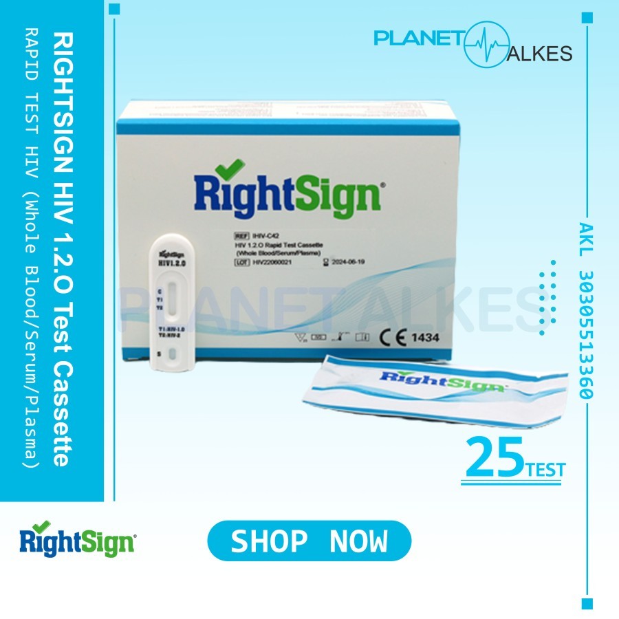 Jual RightSign HIV 25 Rapid Test Cassette (Whole Blood / Serum / Plasma ...