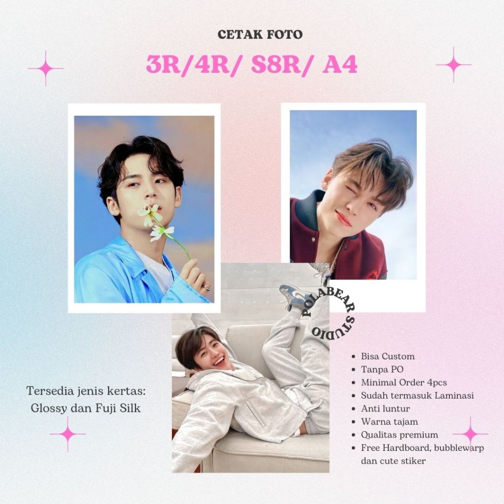 Jual Cetak Foto 3R / 4R/ S8R/ A4 Full Foto Polaroid Berbingkai Glossy Fuji Laminasi Kpop ...