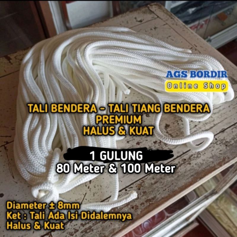 Jual Tali tiang bendera 8mm panjang 50 80 meter 100 meter halus dan ...