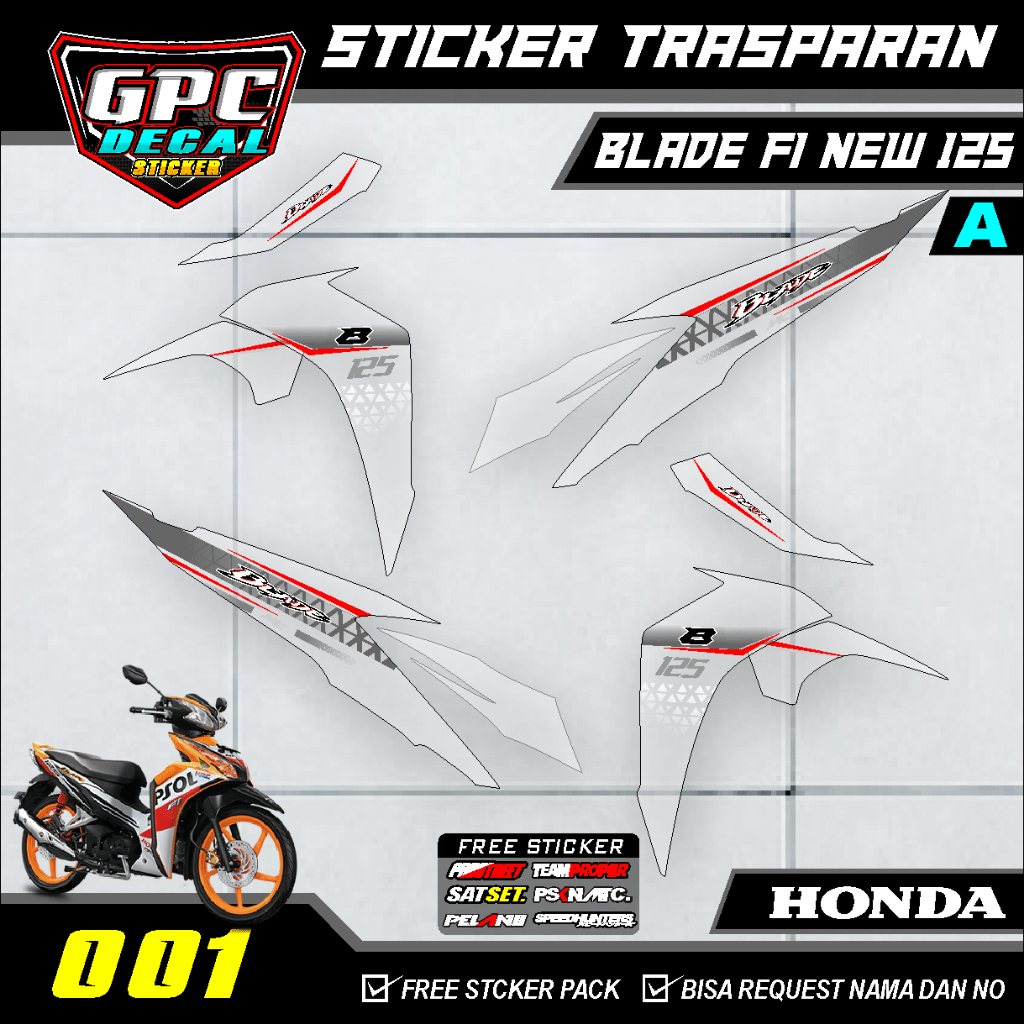Jual STRIPING TRANSPARAN HONDA BLADE FI NEW 125 DESAIN GRAFIST VARIASI ...