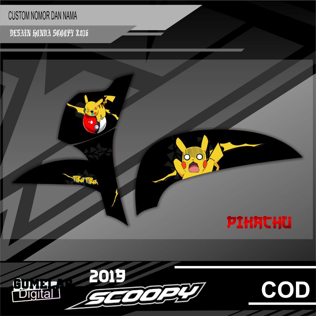 Jual STRIPPING SIMPEL HONDA SCOOPY 2019 PIKACHU POKEMON SUDAH DI ...