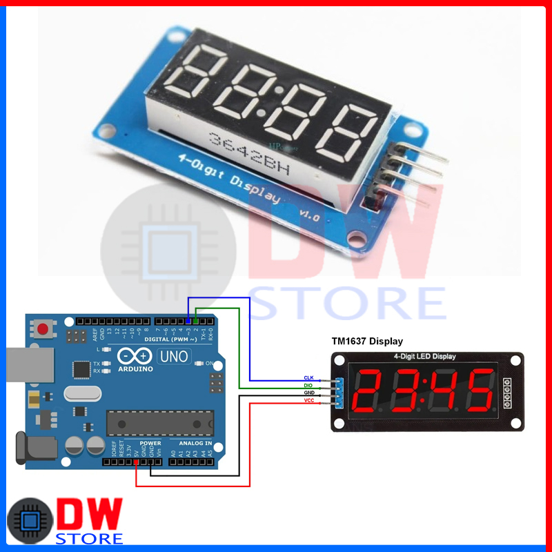 Jual TM1637 Modul Display Jam Menit Durasi Clock LED 7 Segment 0.36in | Shopee Indonesia