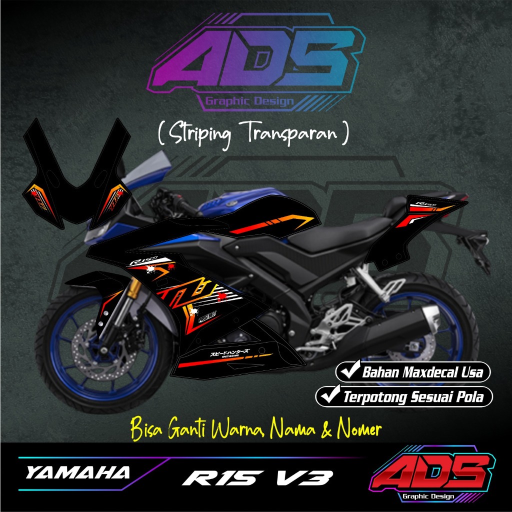 Jual STRIPING R15 V3 SIMPLE TRANSPARAN UV BISA CUSTOM | Shopee Indonesia