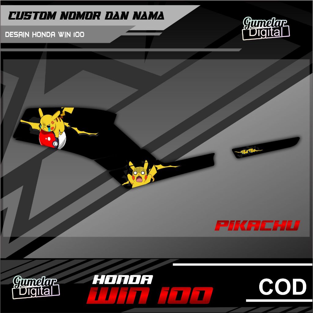 Jual STRIPPING SIMPEL HONDA WIN 100 PIKACHU POKEMON SUDAH DI CUTTING ...