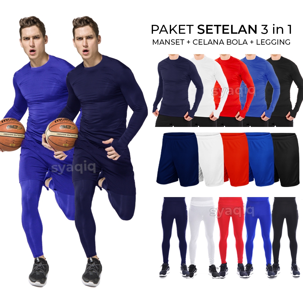 Jual PAKET SETELAN BAJU BASELAYER MANSET PRIA FULL KOLOR BOLA LEGGING ...