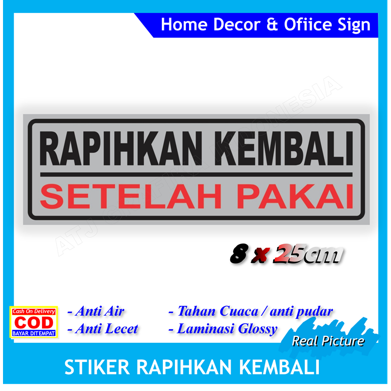 Jual Stiker rapihkan kembali setelah pakai sticker kerapihan barang rak ...