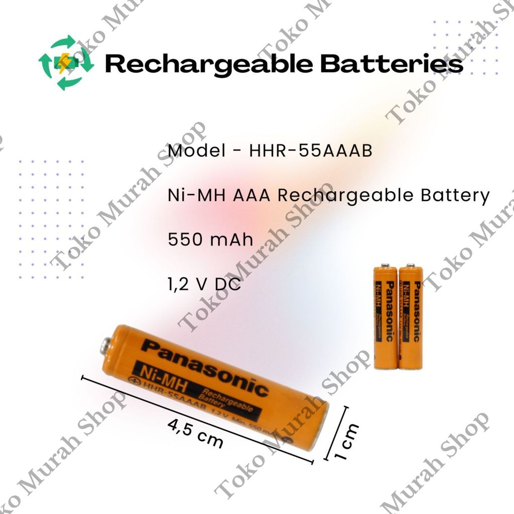 Jual Batery Charge Panasonic HHR-55AAAB 1,2V 550mAh Original Batrai ...