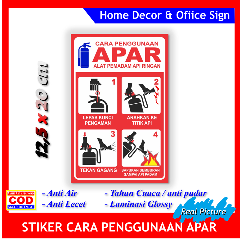 Jual Label Stiker Cara penggunaan APAR sticker alat pemadam api ringan ...