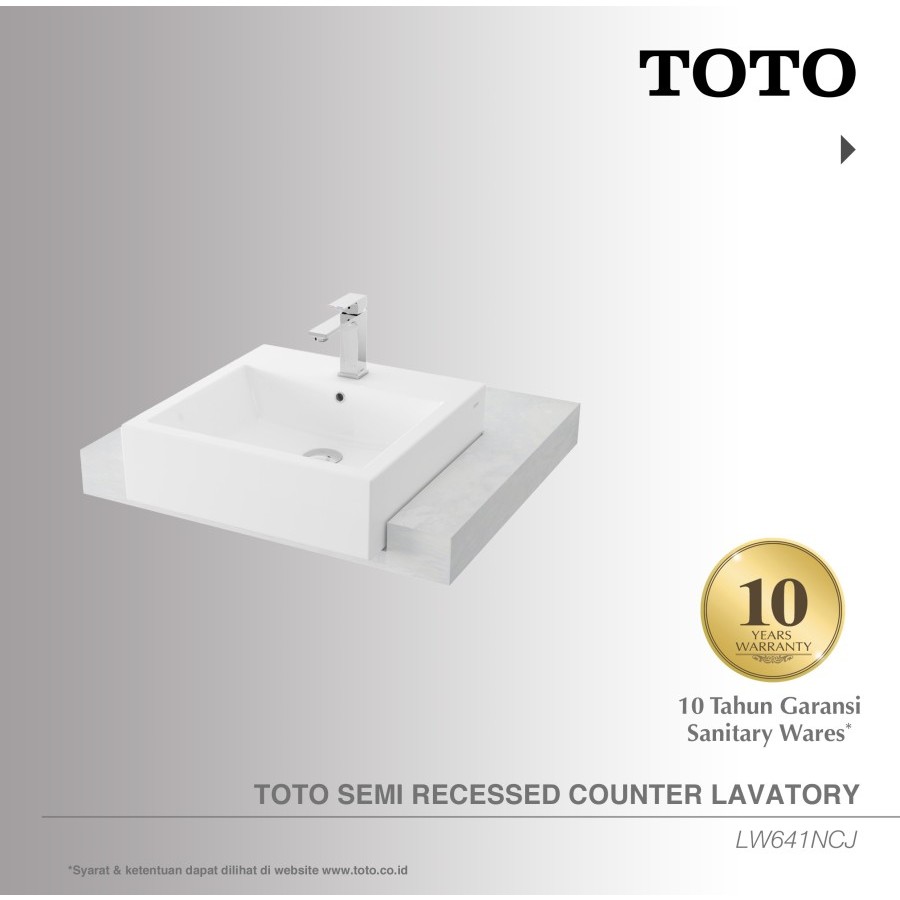 Jual TOTO Semi Recessed Counter Lavatory 1 Tap Hole / Wastafel LW641NCJ ...