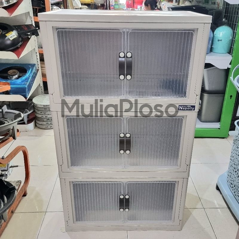 Jual Lemari plastik NAPOLLY rak 3 susun lipat serbaguna bisa ditumpuk ...